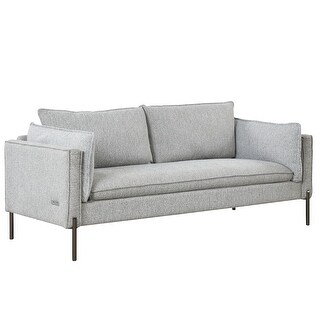 3 Seat Sofa Linen Fabric Upholstered Couch Furniture Metal Legs 3-seats ...