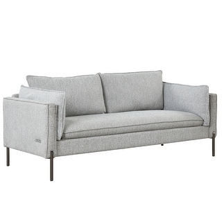 Modern 76 inch 3 Seater Loveseat Sofa, Linen Fabric Upholstered Couch ...