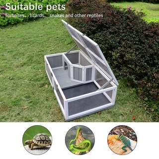 Turtle House Wooden Turtle Habitat Cage Indoor and Outdoor Transparent ...