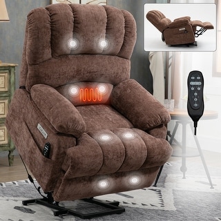 Chenille Rocking Lift Recliner with Adjustable Back, Vibration Massage ...