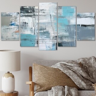 Designart "Serene Subtility In Abstract Light Blue" Abstract Multipanel ...