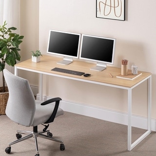 63 Inch White Frame Desk, Computer Workstation, Office Desk, Easy ...