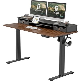 FEZIBO/Home Office Furniture/Wood/Standing Desk With Glass Top/Desks ...