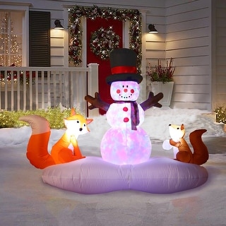 6Ft Inflatable Snowman with Furry Woodland Friends Christmas Decoration ...
