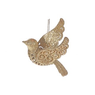 Christmas Gold Glitter Ornament Bird - Set of 12 - Bed Bath & Beyond ...