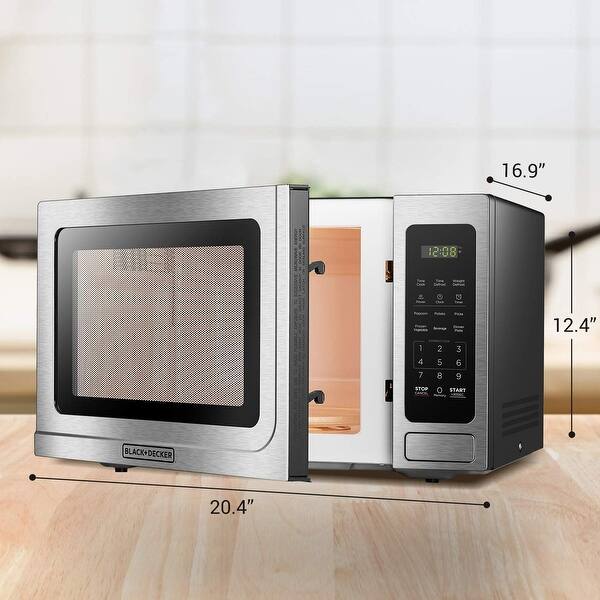 Digital Microwave Oven with Turntable Push-Button Door, Child Safety ...