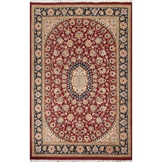 Floral Vegetable Dye Aubusson Wool/ Silk Area Rug Hand-knotted Carpet ...