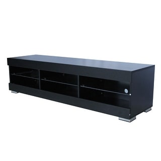 Matt Black Modern High Gloss LED TV Stand, Open Shelf Gloss ...