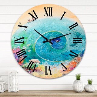 Designart 'Turquoise Ocean Spiral With Coral Reef Fishes' Nautical ...