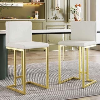 Mid-Century Modern Gold Bar Stools with Back, Set of 2, 25.8" Counter ...