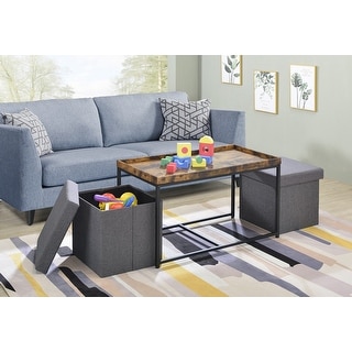 Monty Wood Grain 3 Piece Coffee Table Set with Raised Edges - Bed Bath ...