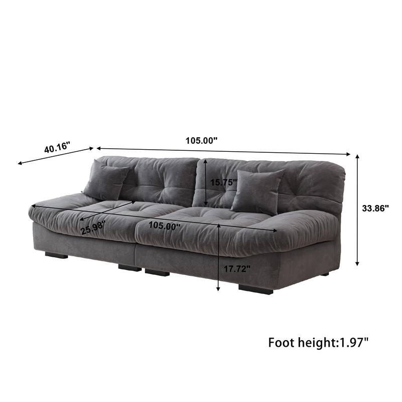 105'' Minimalism Cloud Sofa Loveseat with Two Pillow - Overstock - 38442467