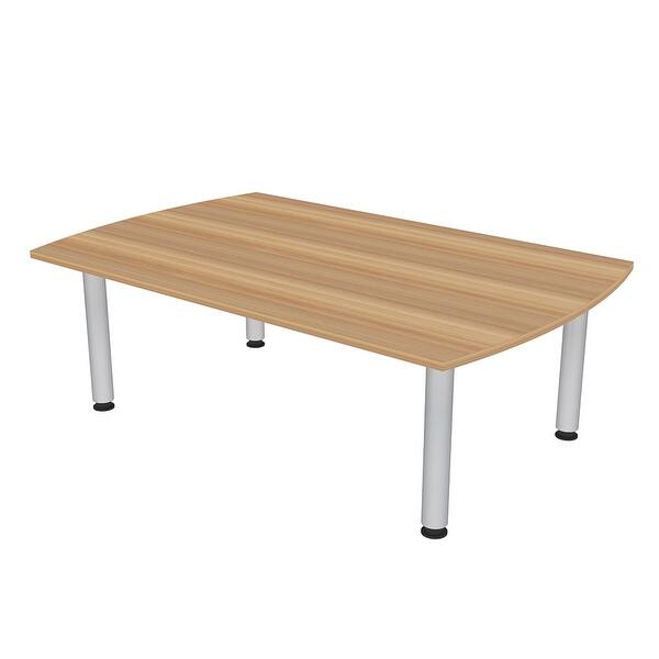 6Ft Powered Arc Rectangle Conference Room Table With Silver Post Legs ...