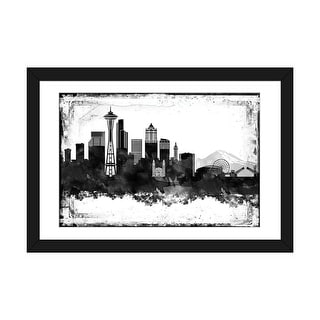 iCanvas "Seattle Black And White Framed Skylines" by WallDecorAddict ...