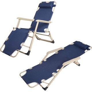Outdoor Reclining Lawn Chairs Set of 2 Adjustable Folding Patio ...
