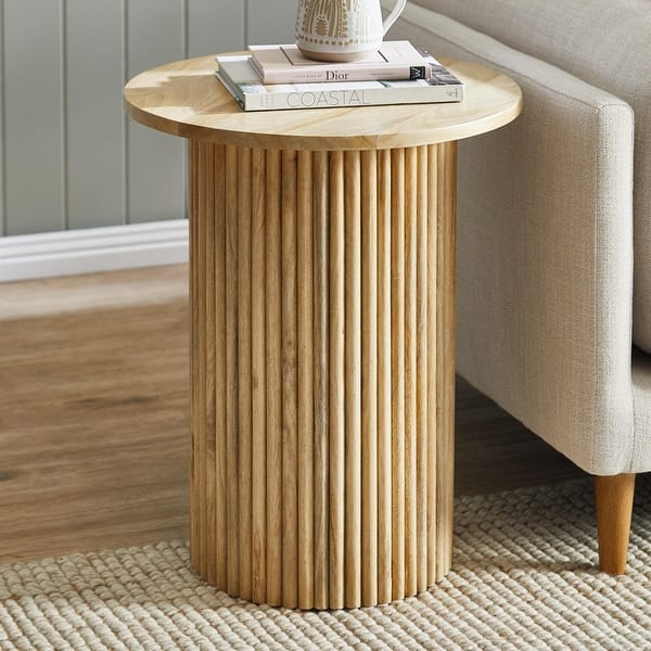 wood fluted side table