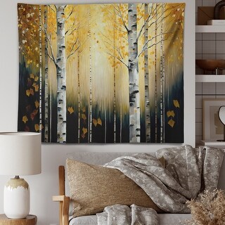 Designart 'Golden Birch Trees Forest I' Landscape Forest Wall Tapestry ...