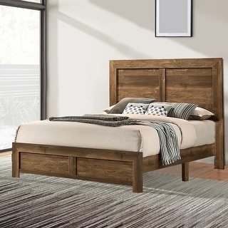 Rustic Style Wooden Queen Bed with Grain Details, Brown - Bed Bath ...