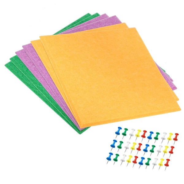 6pcs Felt Pin Board Tile Self Adhesive Square Wall Bulletin Push Pin