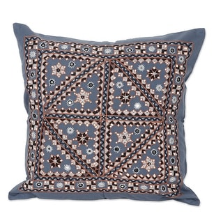 Novica Handmade Azure Constellation Embroidered Cotton Cushion Cover ...