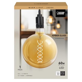 Feit G63 E26 (Medium) Filament LED Bulb Amber White 60 Watt Equivalence ...
