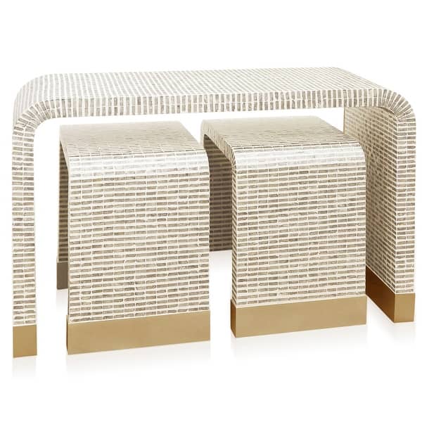 Nested Waterfall Tables - Set of 3 - Mother of Pearl Mosaic - Bed Bath ...