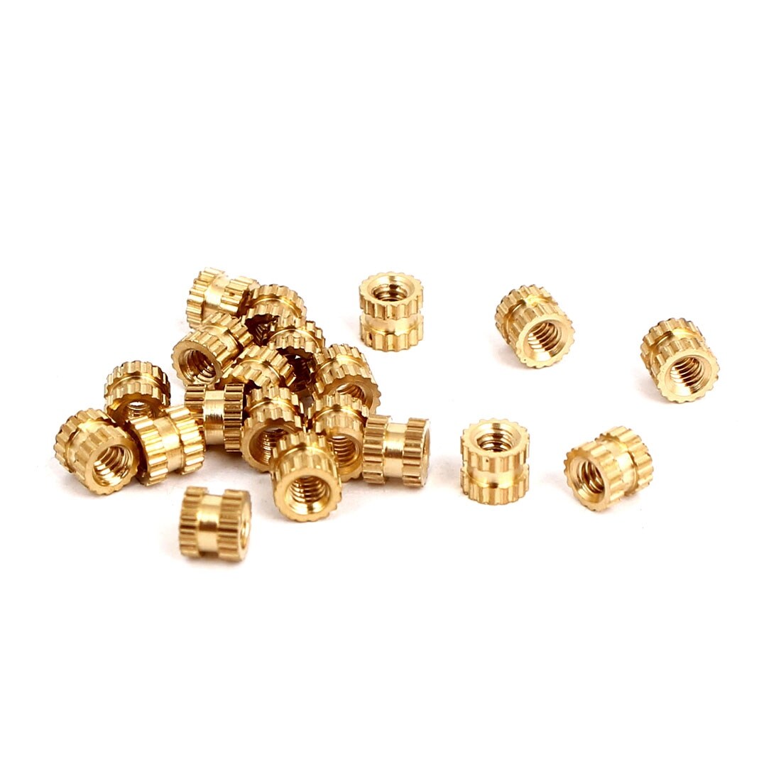 M3x5mmx5mm Female Threaded Brass Knurled Insert Embedded Nuts Gold Tone ...
