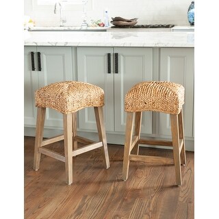 Natural Woven Water Hyacinth Counter Stool - Set Of 2 by East at Main ...