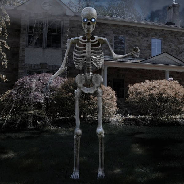 Haunted Hill Farm 8-Ft. Tall Bones McNeely the Towering Skeleton, Premium Talking Halloween ...