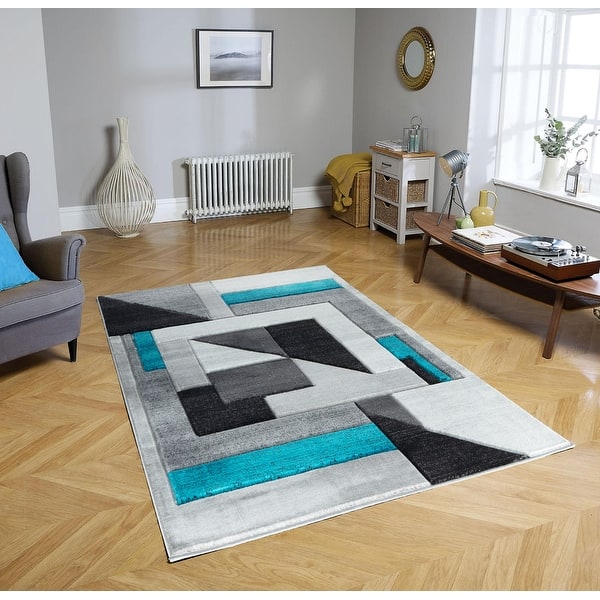Abstract Geometric Shapes Modern Hand-Carved Soft Living Room Area Rug ...