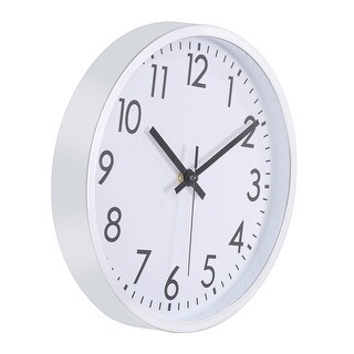 10 Inch Wall Clock, 3D Number Quartz Silent Round Wall Clocks, White ...