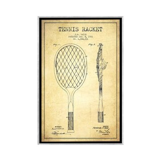 iCanvas "Tennis Racket Vintage Patent Blueprint" by Aged Pixel Framed ...