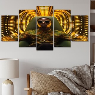Designart "African American Rapper Cool Golden Matrix II" Man ...