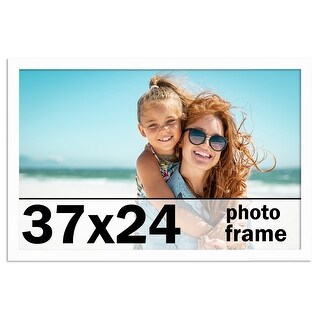 37x24 Frame White Solid Wood Picture Frame Includes UV Acrylic Shatter ...