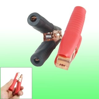 2x Plastic Handle 100A Copper Plated Metal Car Alligator Battery Clips ...