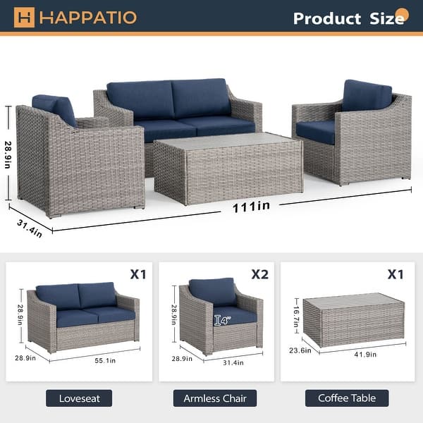 4 Piece Patio Sectional Conversation Set - Bed Bath & Beyond - 39176603