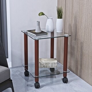 Transparent Side Table with Open Storage Shelve for Bedroom Modern ...