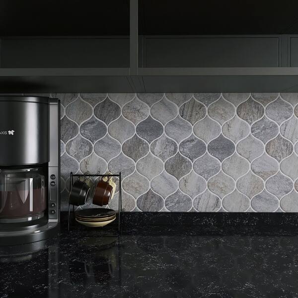 TileGen. Recycle Classic Verona Stone Look Glass Mosaic Wall Tile (10 ...
