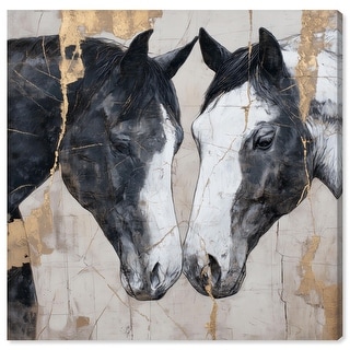 Kintsugi Horses I Rustic Wall Art Wrapped Canvas Print by Art Remedy ...