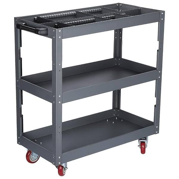 3 Tier Rolling Tool Cart with Handle and Lockable Wheels, 660lb ...