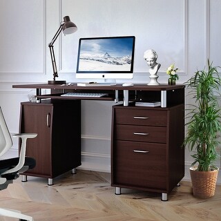 Topcraft Workstation Computer Desk with Storage, Chocolate - Bed Bath ...