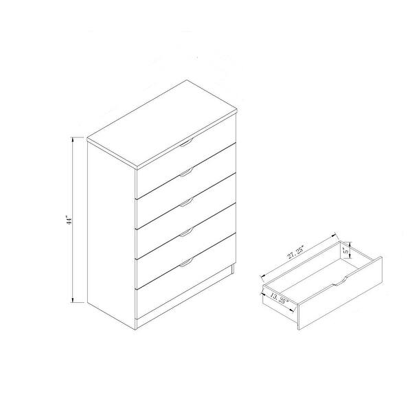 Modern five drawer clothes and storage chest cabinet with cutout ...