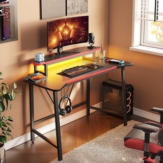 50.3" Gaming Computer Table with LED Lights Monitor Stand Red - Bed ...