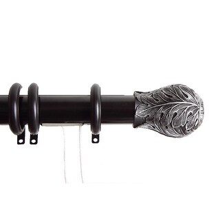 Leaf Decorative Traverse Rod With Rings 30in 48in Black - 48 x 4 x 4 ...