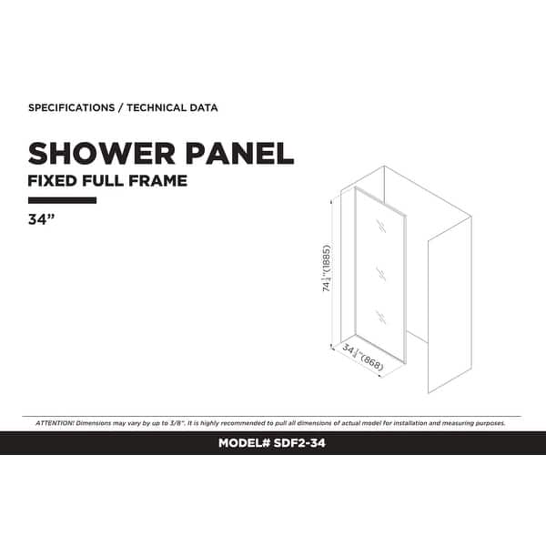 Fine Fixtures Single Fixed Clear Tempered Glass Shower Panel - Bed Bath ...