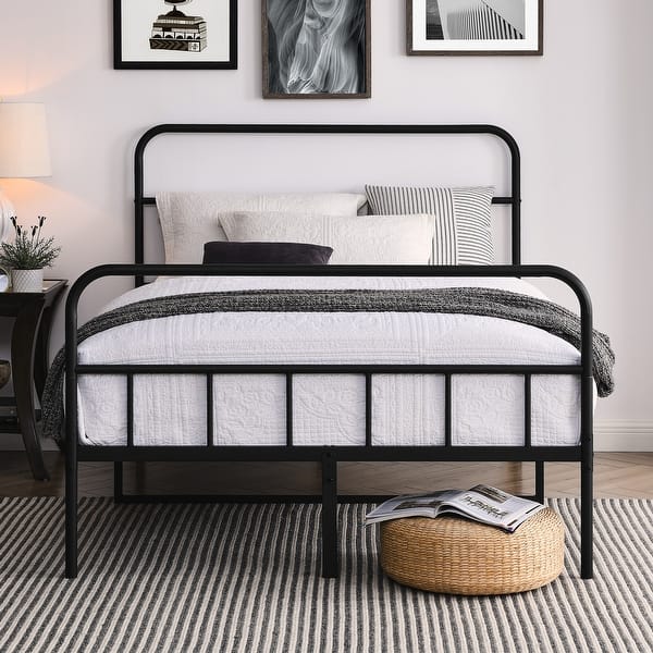 Metal Iron Platform Bed Frame with Center Support Legs Frame - Vintage ...