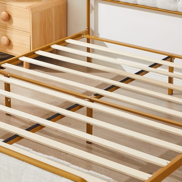 Solid Wood Ribs Slat Support Sponge Soft Bag Backrest Metal Bed Frame ...