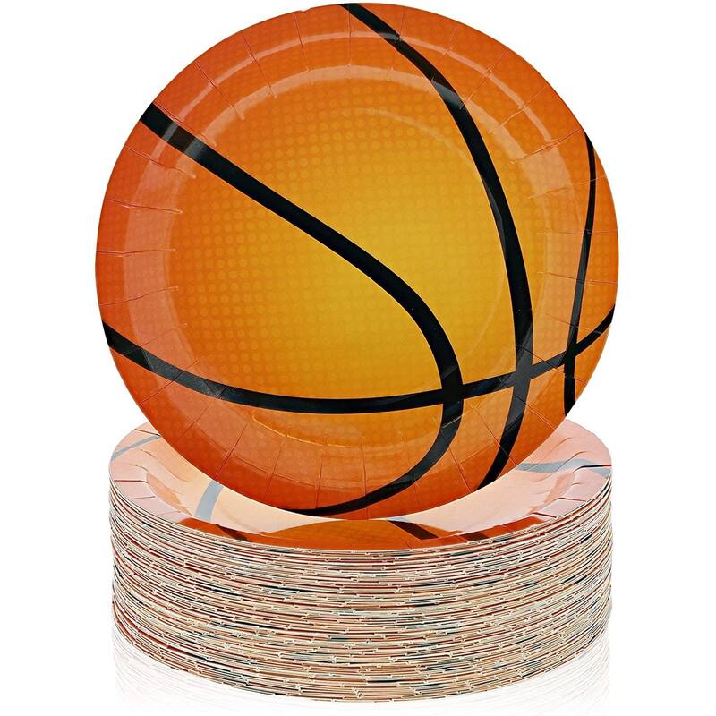 Blue Panda Paper Basketball Party Plates (80 Count) for Kids Birthdays ...