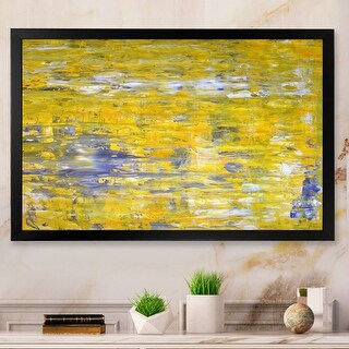 Designart "Grey And Yellow Merging Abstract III" Modern Framed artwork ...