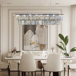 Brushed Nickel 20 Light Rectangular Crystal 60 Inch Chandelier ...